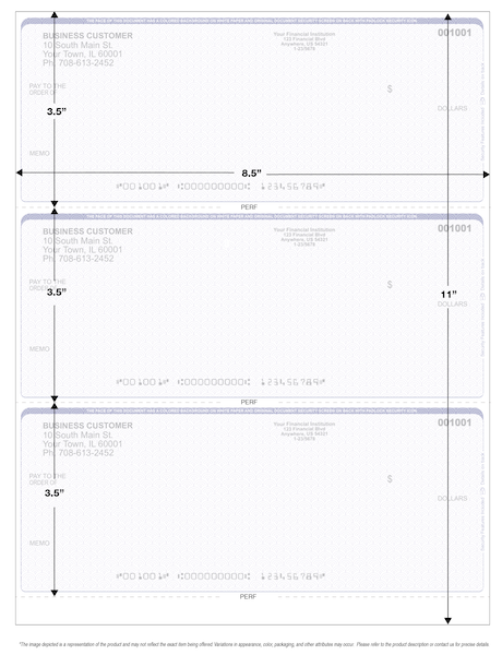 Blue Safety 3 Per Page Laser Checks